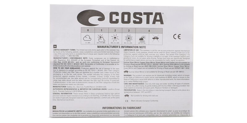 Costa Del Mar 6S9041 Gannet Polarized 904109 Square Shiny Marine Blue ...