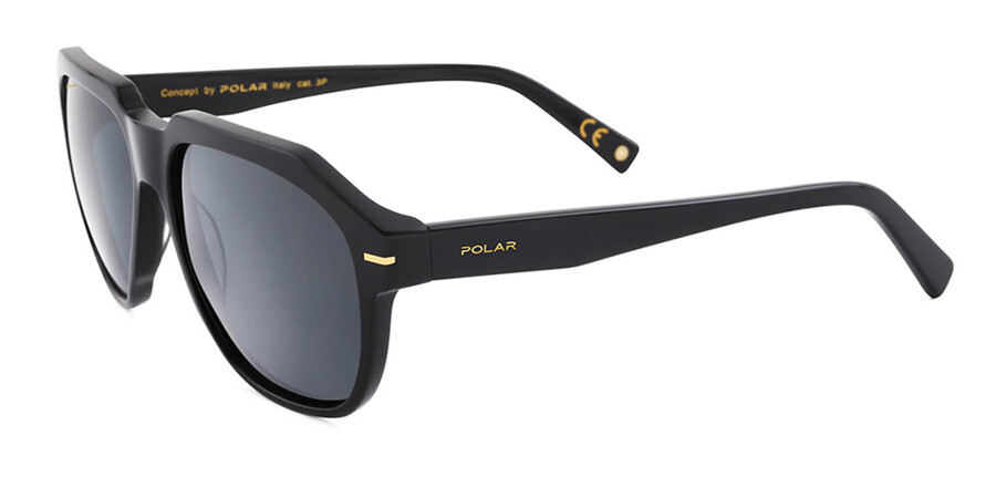 Polar GOLD 152 Polarized 77 Square Shiny Black Sunglasses ...