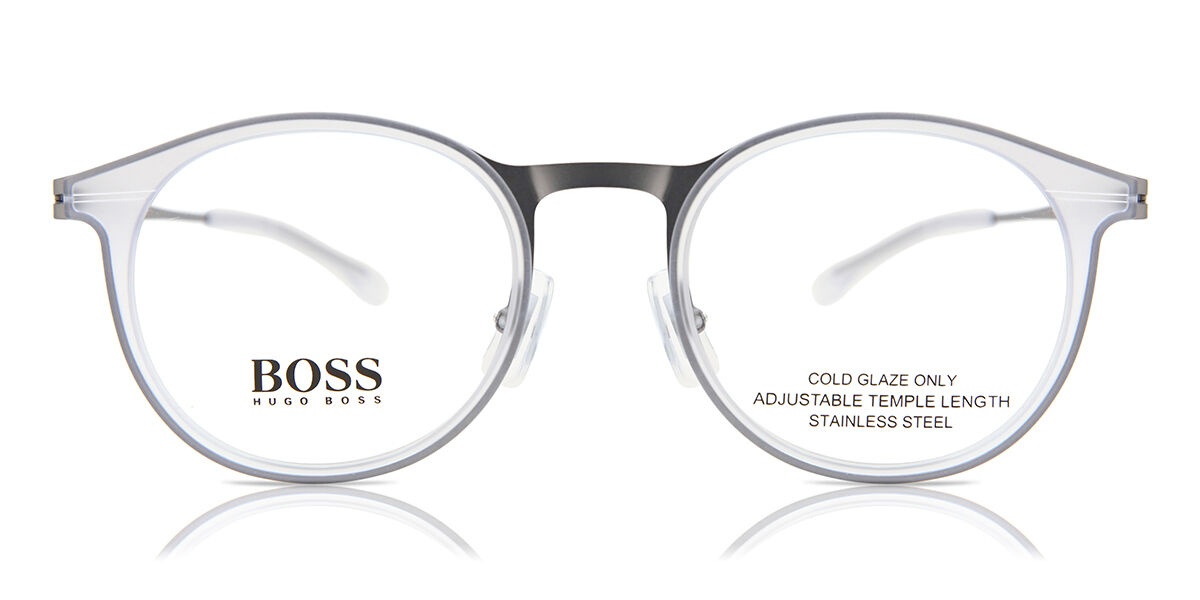 Boss 1245 CDN Round Matte Ruthenium Clear Eyeglasses | SmartBuyGlasses US
